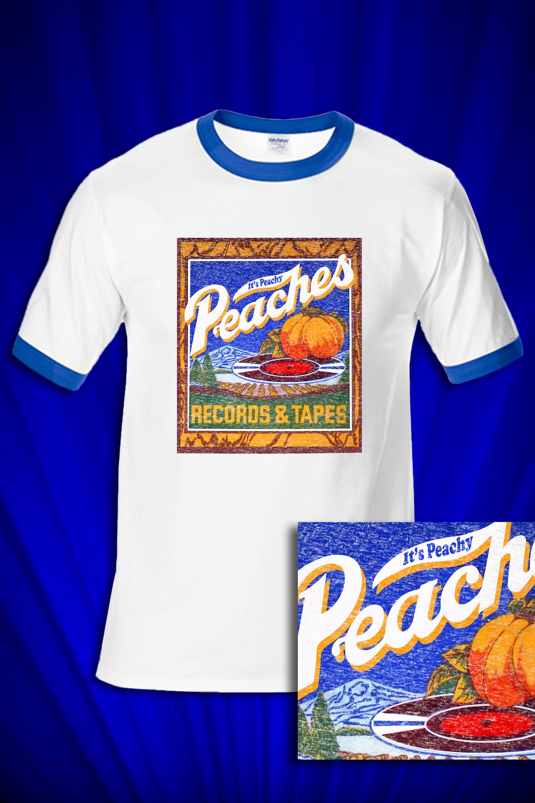 Peaches Records & Tapes 1975 Vintage Style RINGER Adult T-shirt Music ...