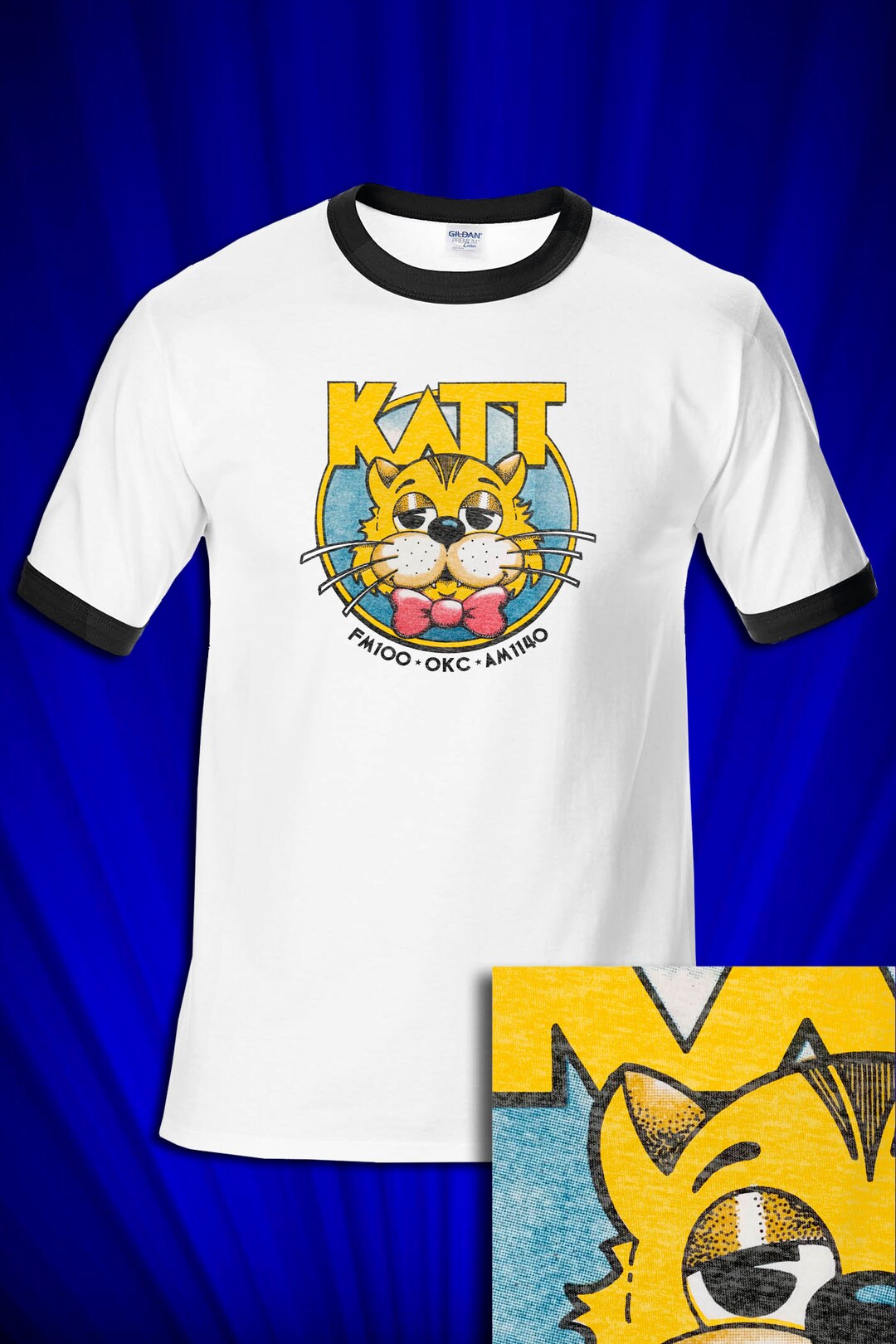 KATT FM Radio Oklahoma City 1970er Jahre Ringer Tee Schiff USA Rock n ...