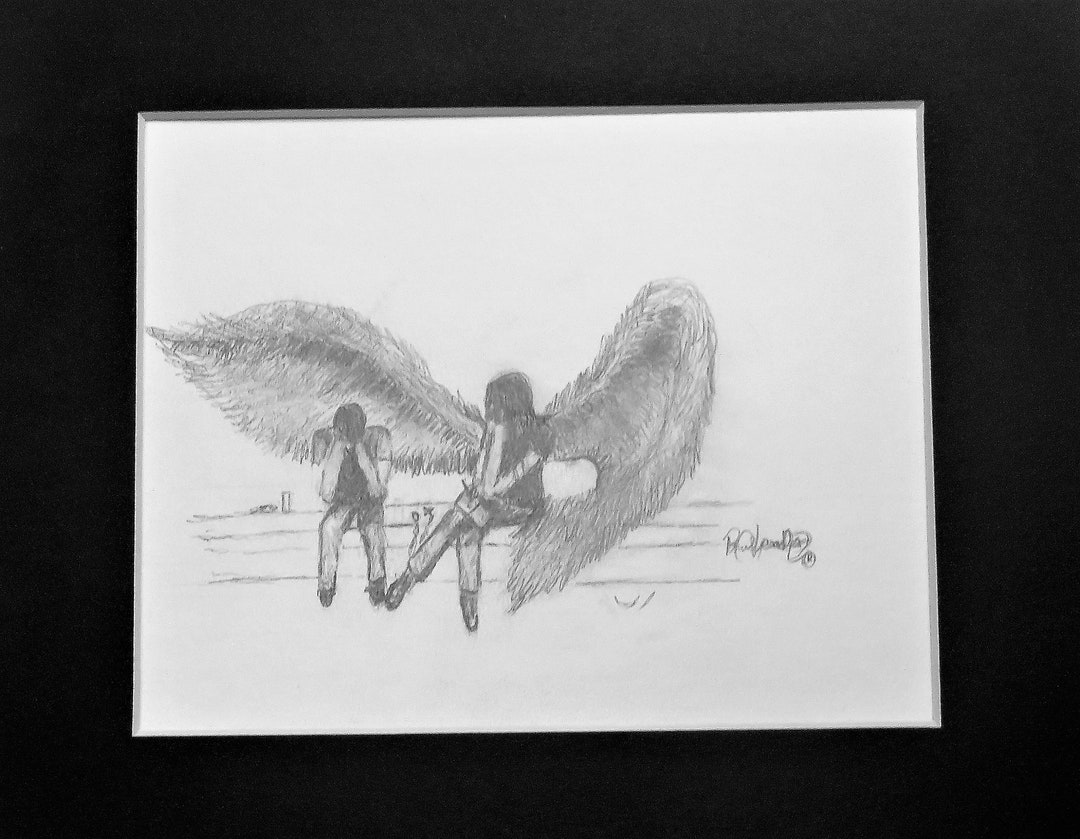 Angel of Comfort Matted Print From My Original Pen and Ink - Etsy