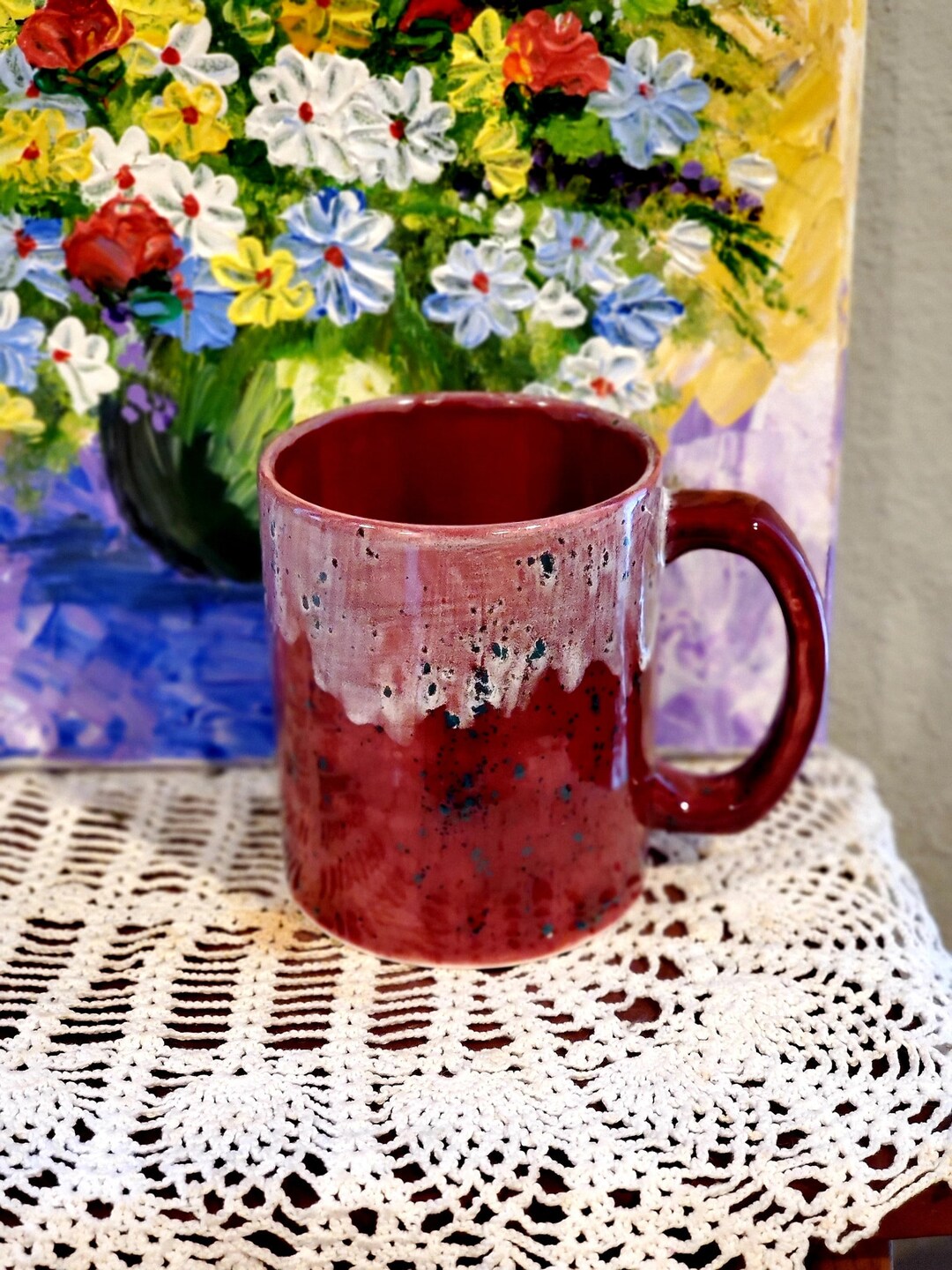Peppered Raspberry Jumbo 24 Oz Mug, Extra Large Mug, Hand Glazed ...