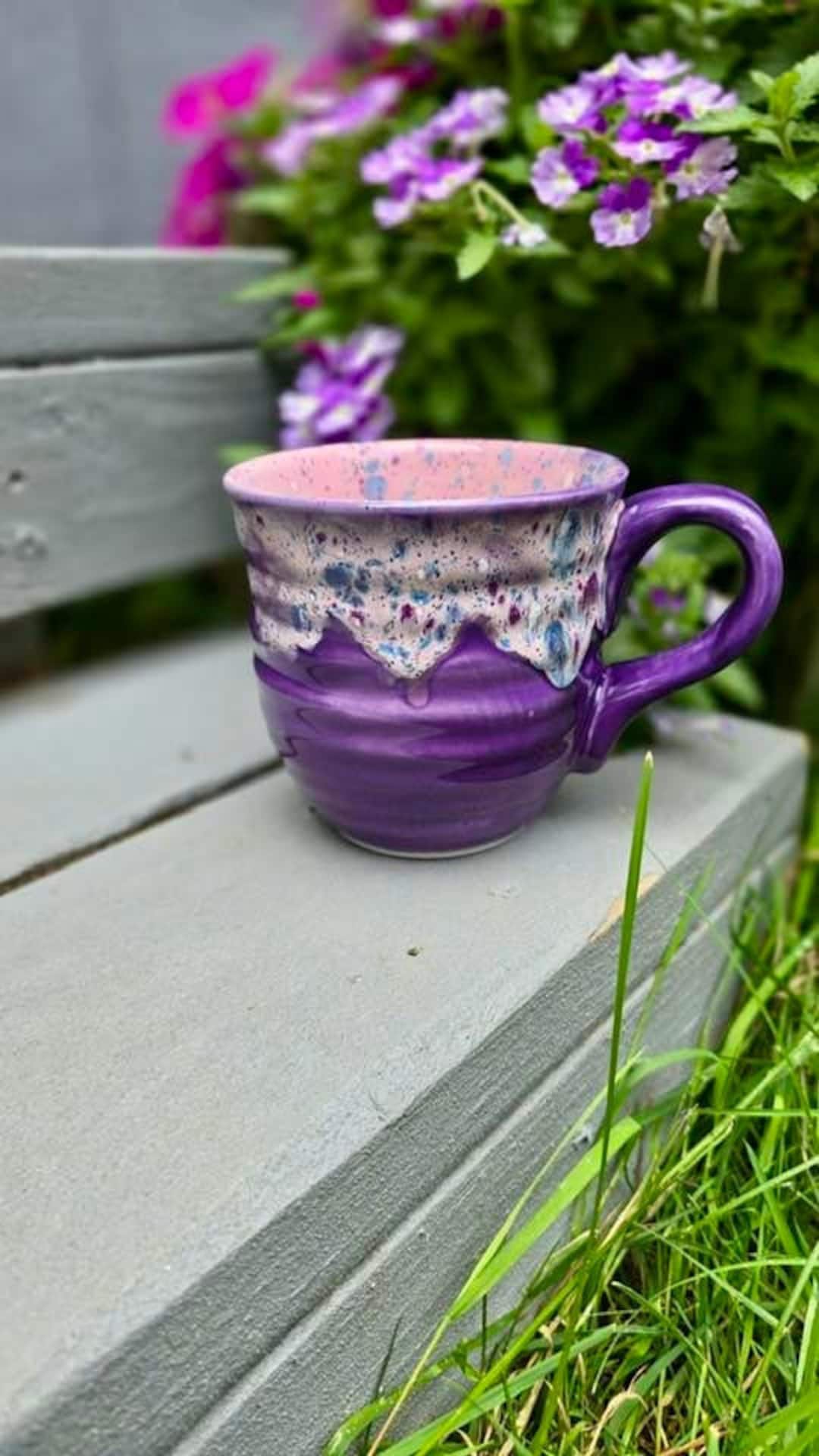 Hand Glazed 20 Oz Mug: Mystic Purple Pink Pixie Design - Etsy