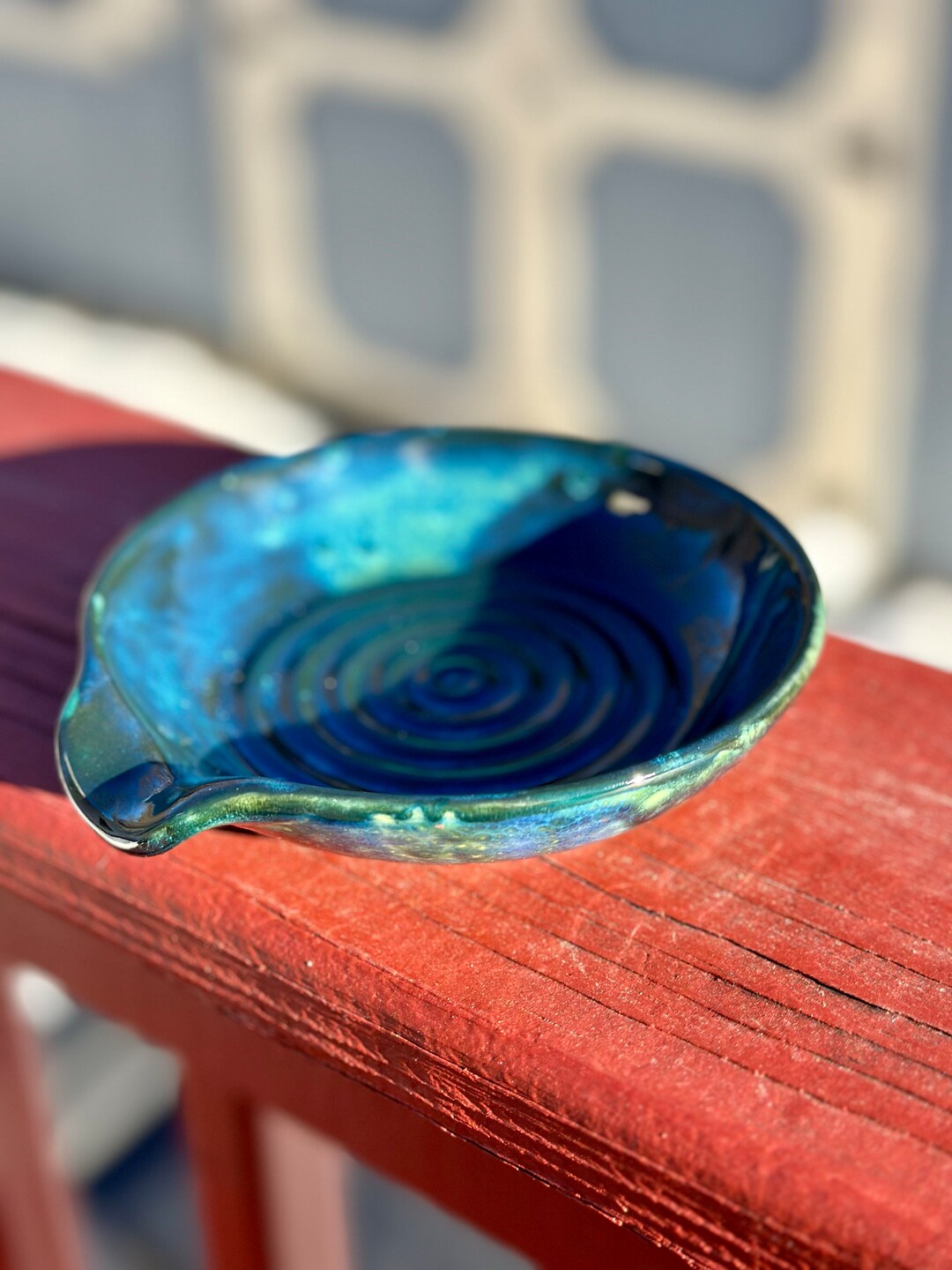 Peacock Monet Pond Spoon Rest, Spoon Holder, Spoon Rest Ceramic, Large ...