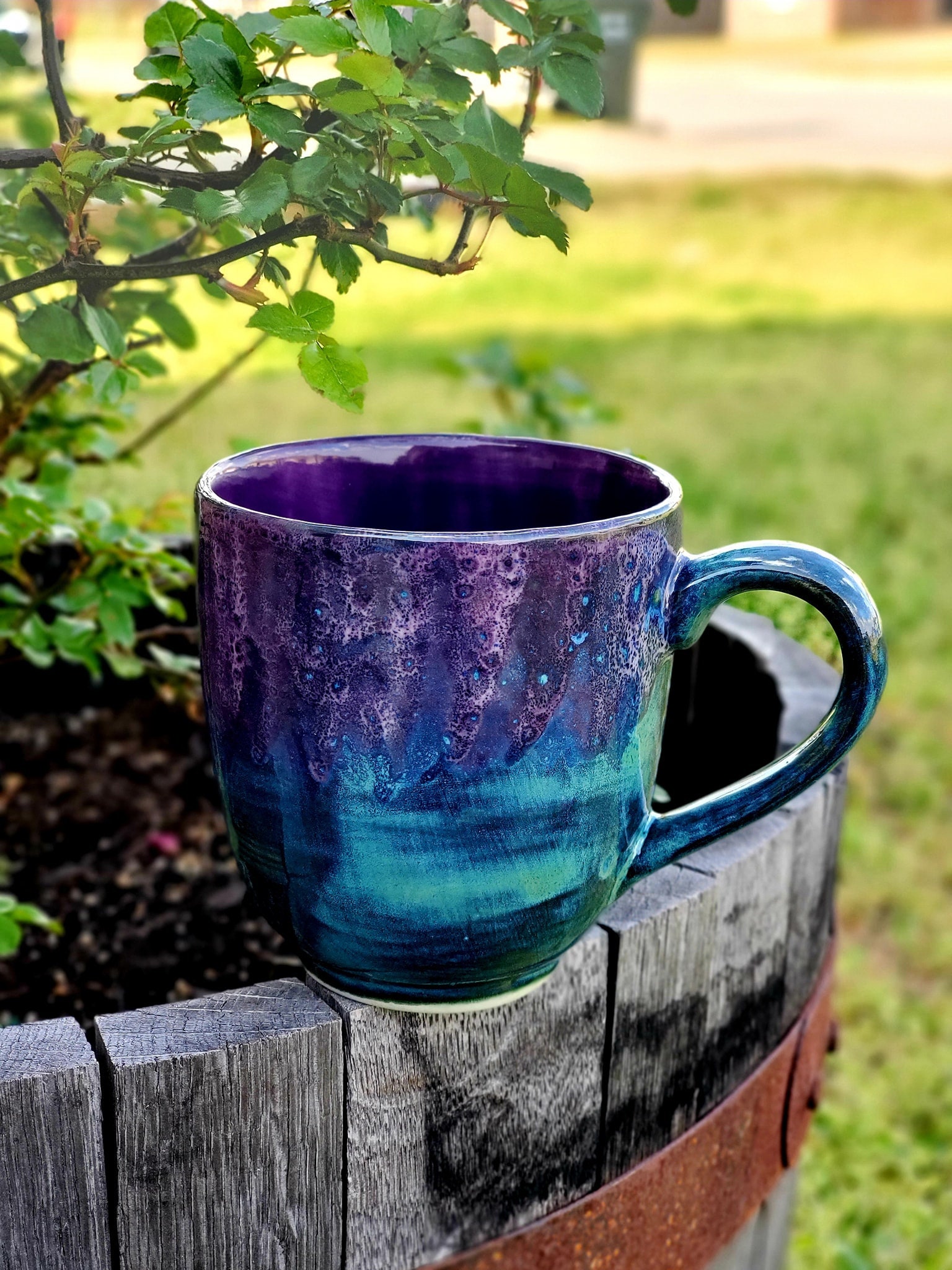 Peacock Purple Jumbo 24 Oz Mug, Extra Large Mug, Hand Glazed, Ceramic ...