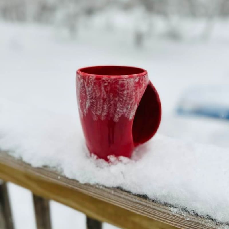 Red Hand Glazed Mug - Etsy