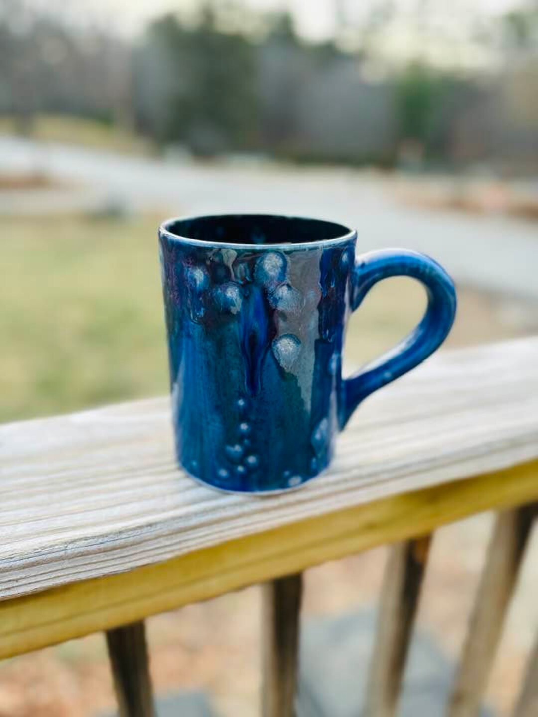 MASSIVE MUG 28 Ounces! Bloomin Blues, Hand Glazed, Tea Mug, Coffee Mug ...