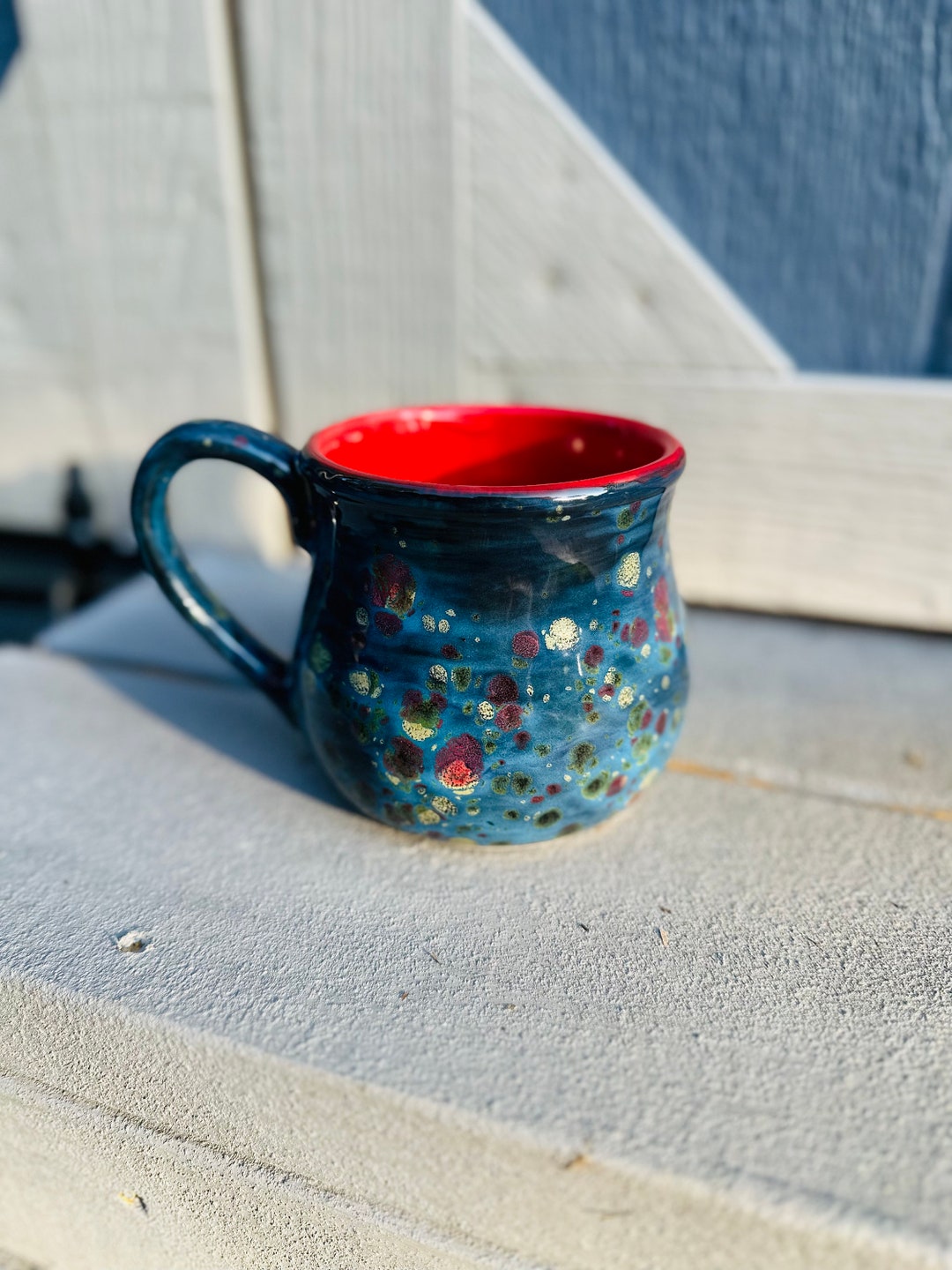 Monet's Pond Cherry Red Jumbo 24 Oz Mug, Extra Large Mug, Blue Mug ...