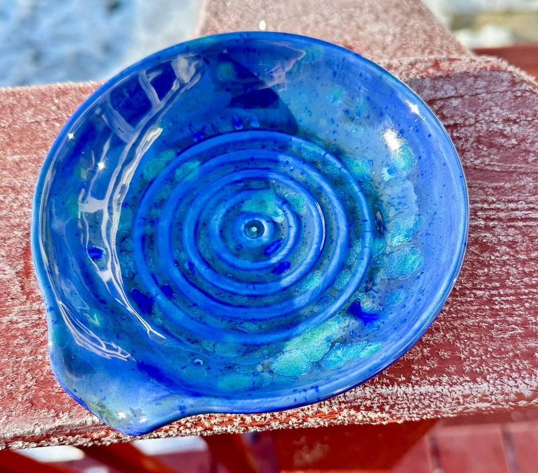 Azure Blue Spoon Rest, Spoon Holder, Spoon Rest Ceramic, Large Spoon ...