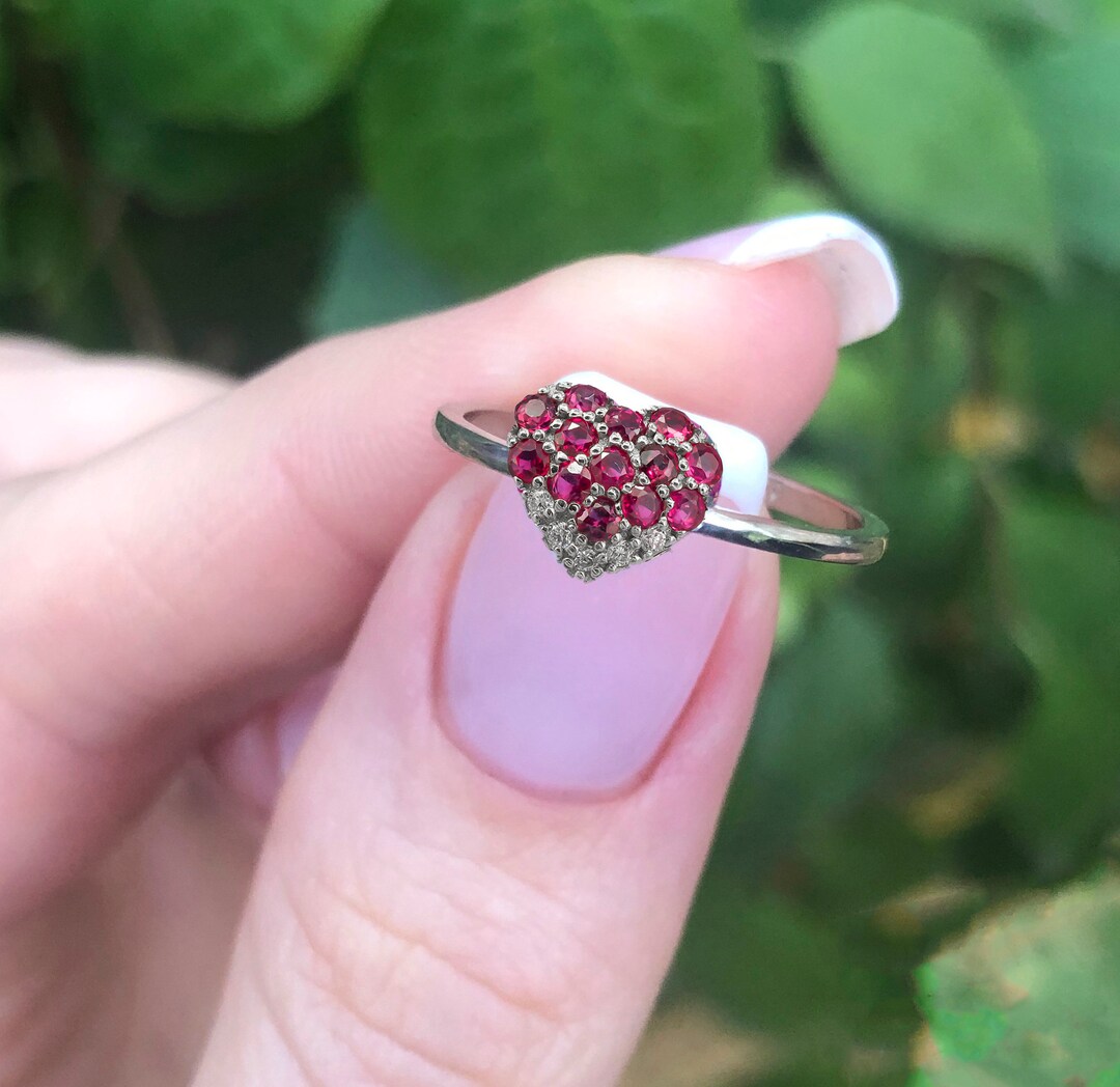 Heart Shaped Ruby Ring/ Ruby 14k Gold Ring/ Love Ring/ Valentine Gift ...