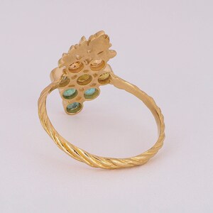 Solid 14k Gold Grape Ring With Natural Emeralds and Tourmalines/ May ...