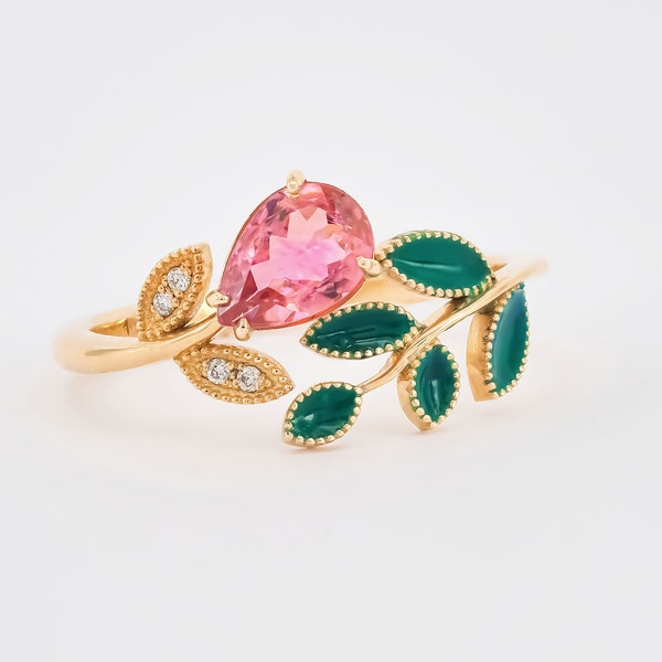 Pear Pink Stone Ring - Etsy