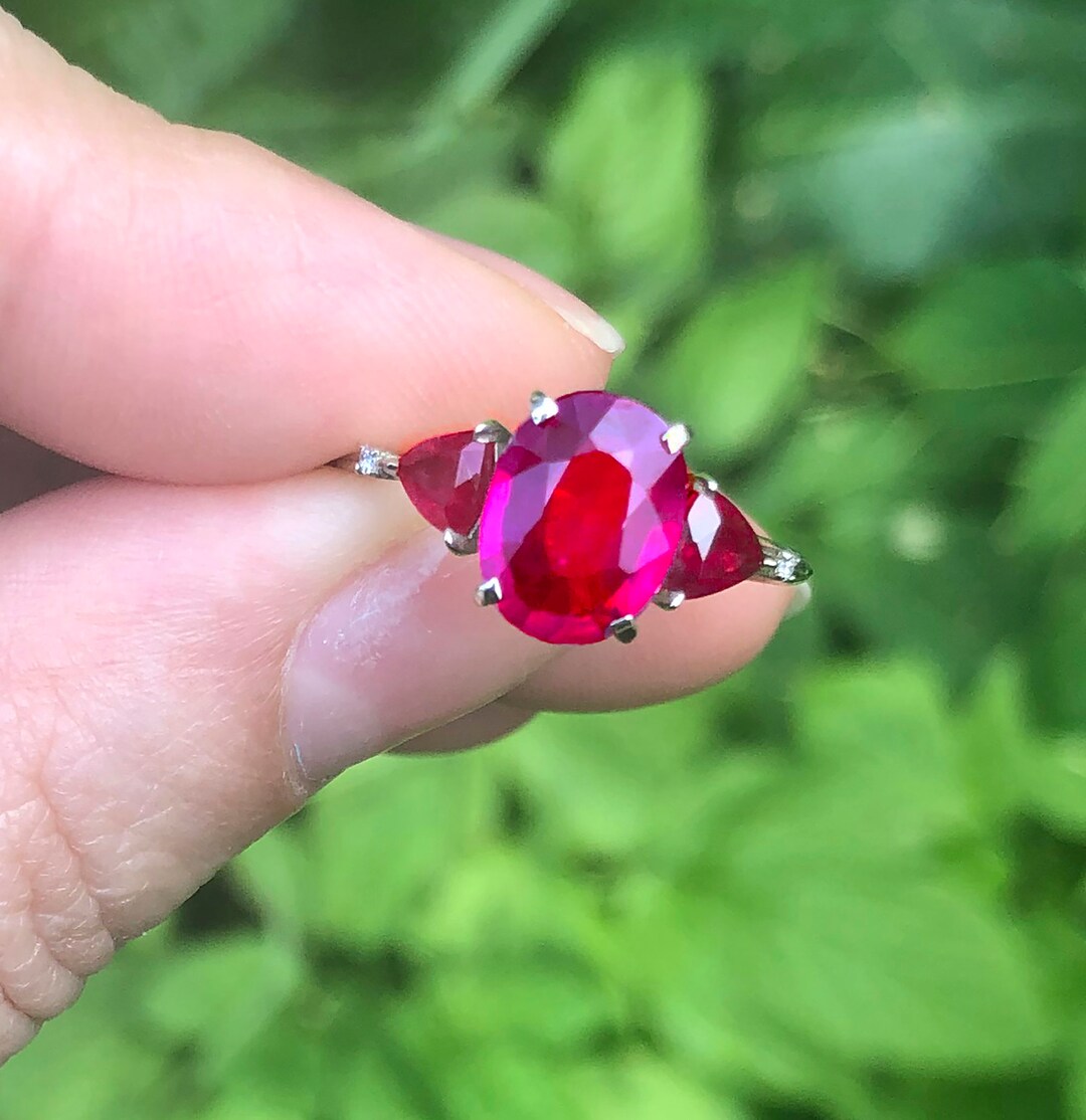 Statement Ruby Ring/ 14k Gold Ruby Ring/vintage Style Ruby Ring/ Oval ...