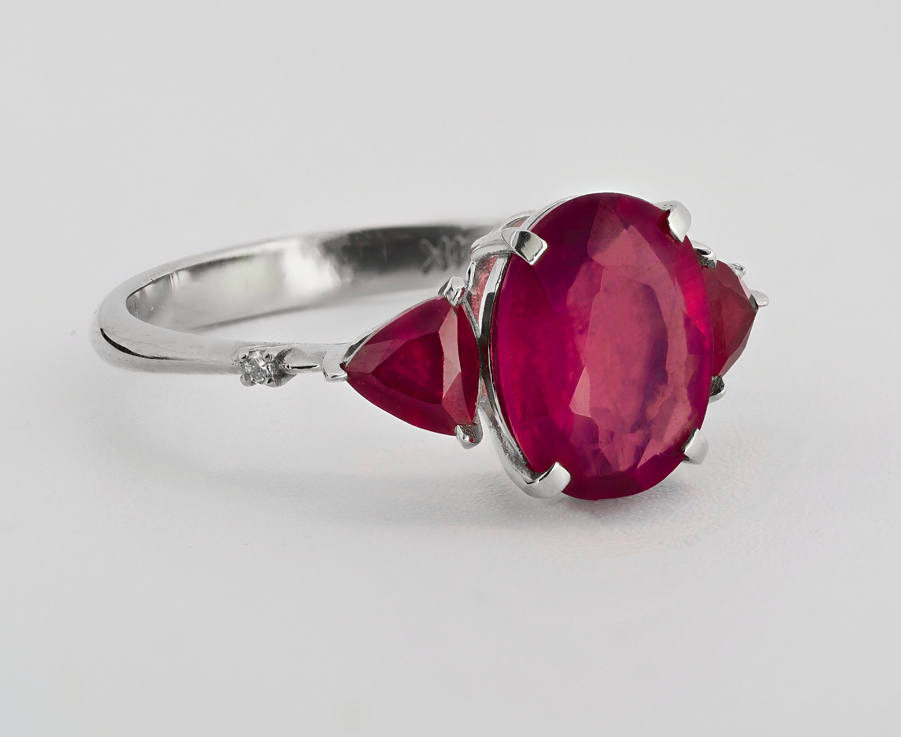 Statement Ruby Ring/ 14k Gold Ruby Ring/vintage Style Ruby Ring/ Oval ...