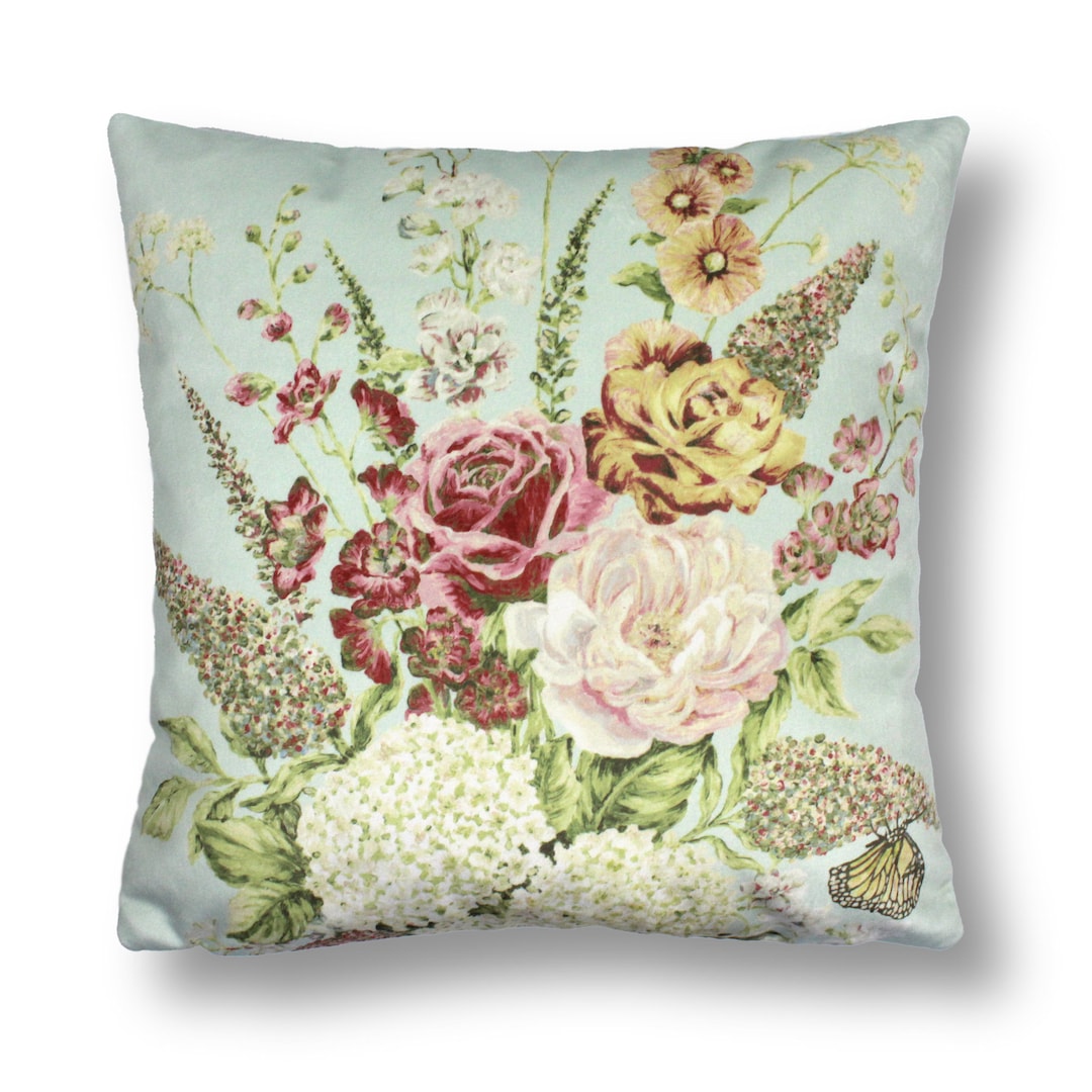 Floral velvet cushion Luxury velvet cushion Floral bouquet cushion ...