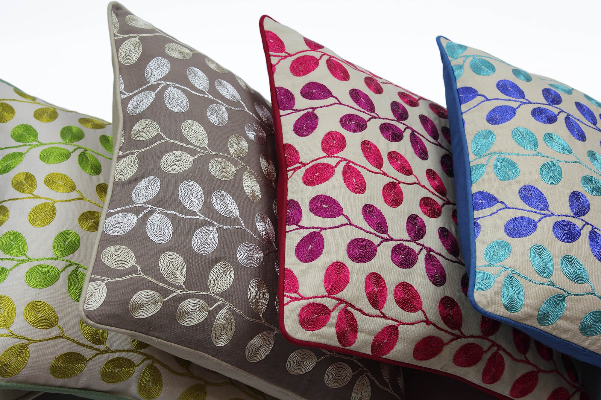 Embroidered Leaf Cushion Leaf Design Pillow in Shades of - Etsy