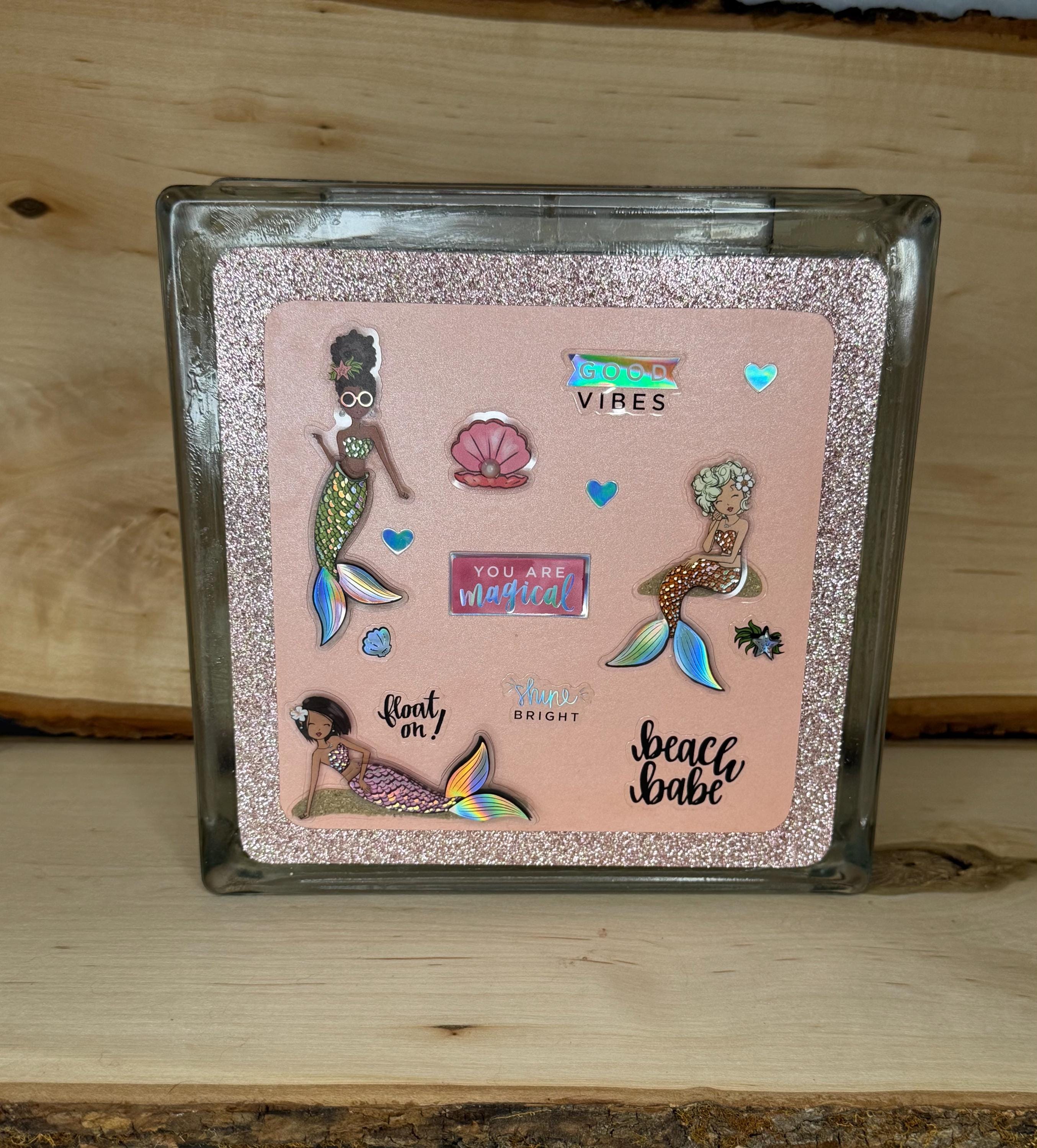 Mermaid Glass Block Savings Bank - Etsy