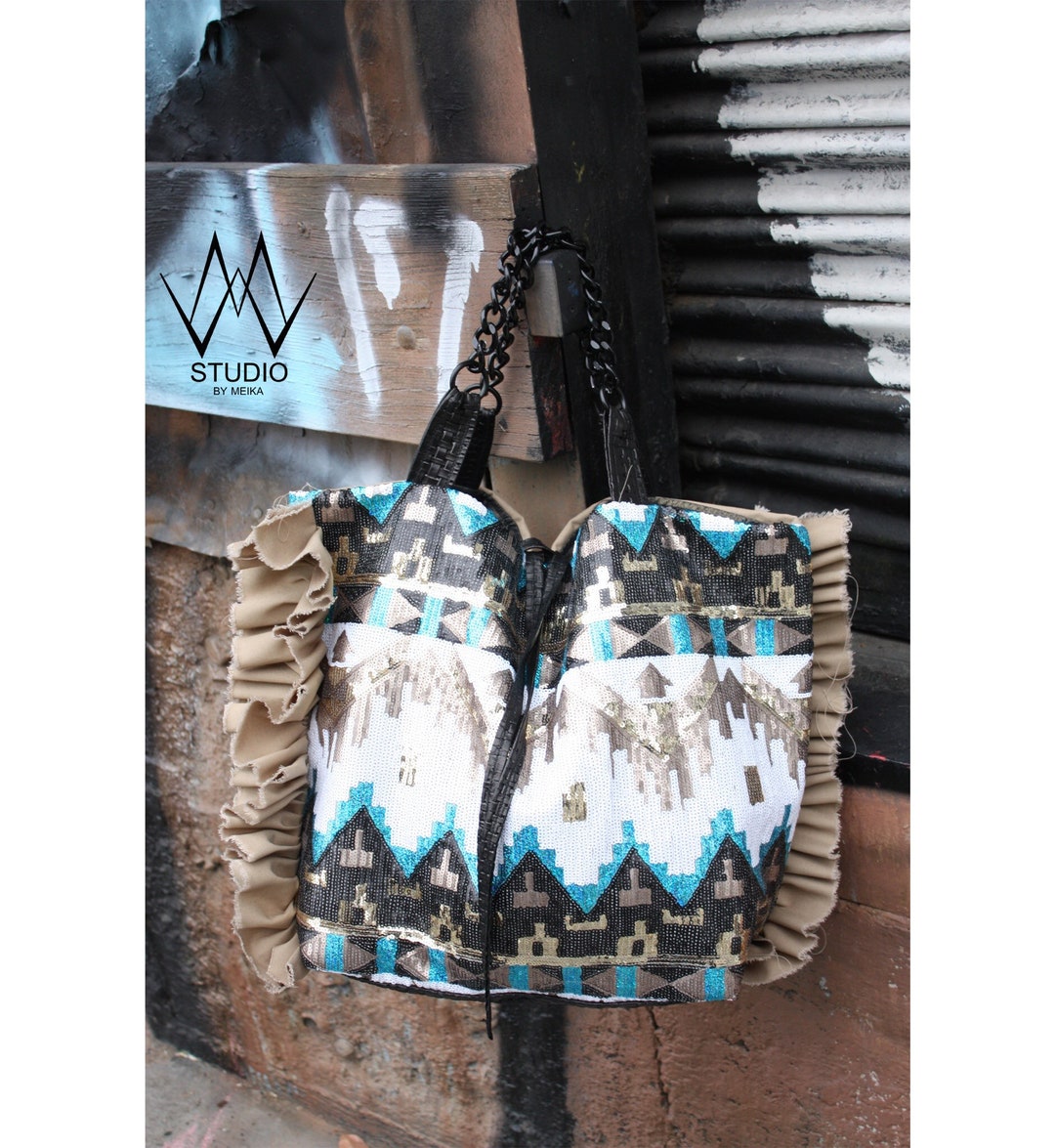 CHEROKEE CHIEF/ SHOPPER (one of a Kind Extra Large Shopper in Sequins ...