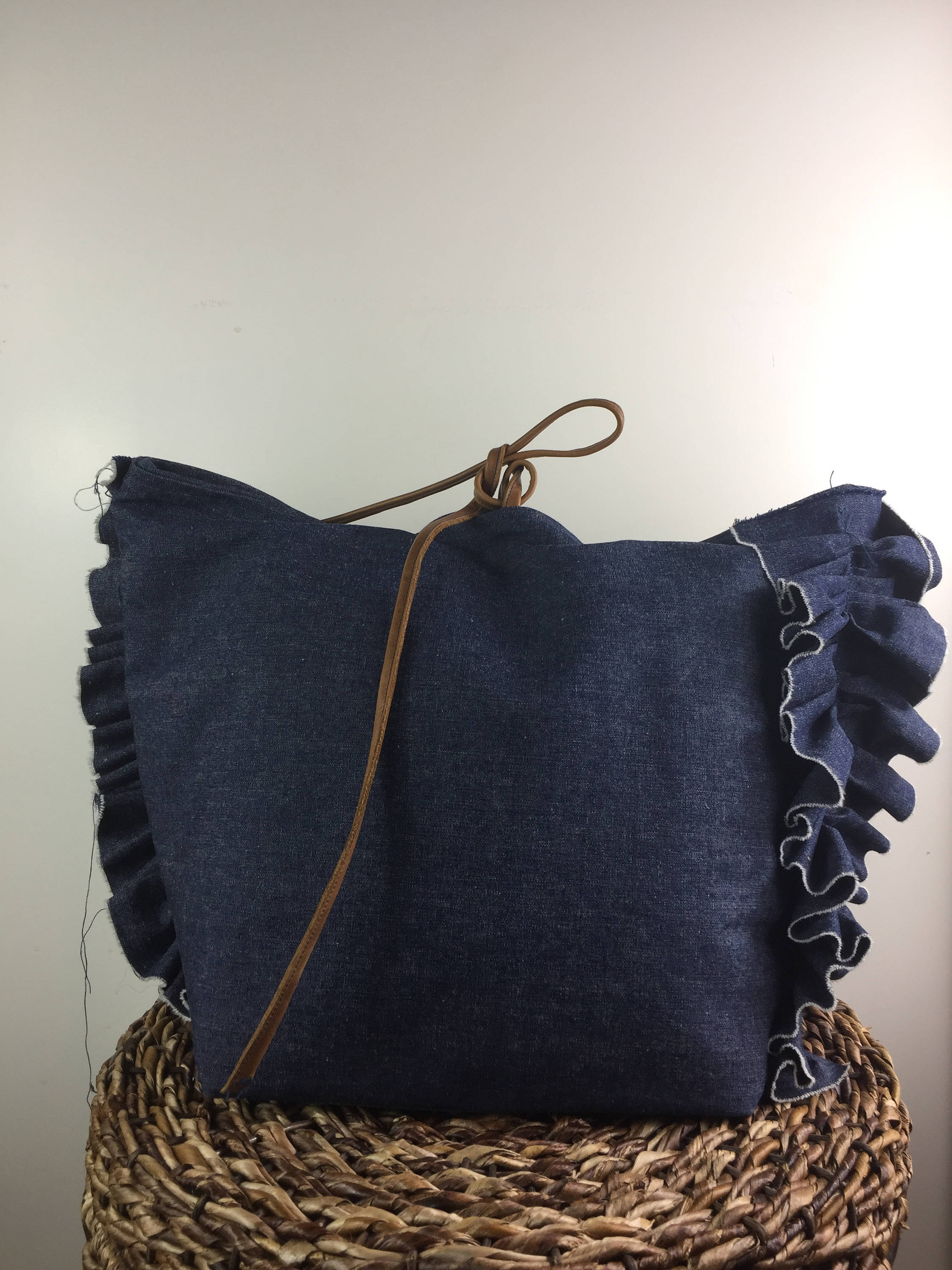 DENIM DARLING/ SHOPPER (super Sized Made to Order Denim Purse With Raw ...