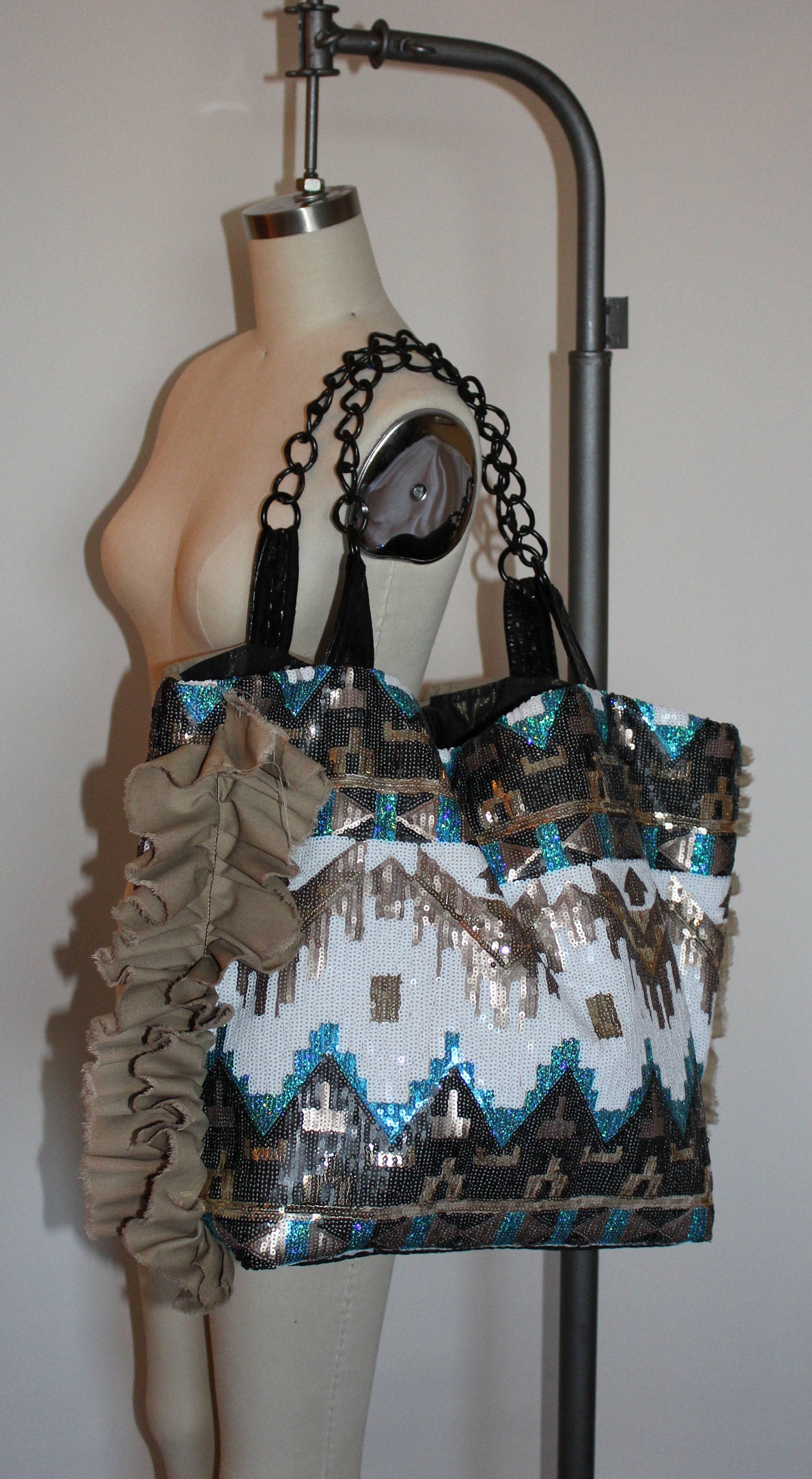 CHEROKEE CHIEF/ SHOPPER (one of a Kind Extra Large Shopper in Sequins ...