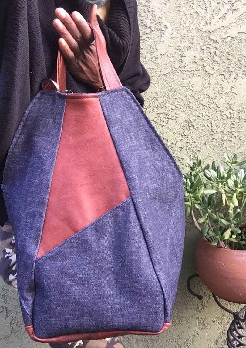 SOHO/ PENTAGON TOTE (shape Shifting Hand Tote and Shoulder Bag in Denim ...