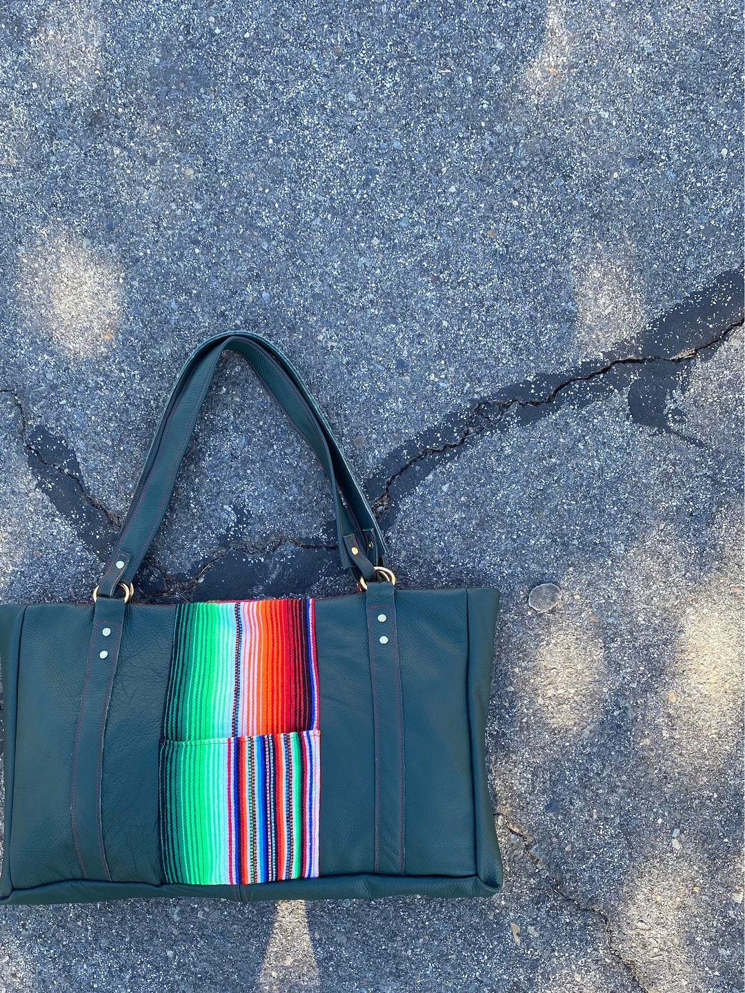 MIO RIO hola Leather Maxi Shopper With Deconstructed Sarape Blanket ...