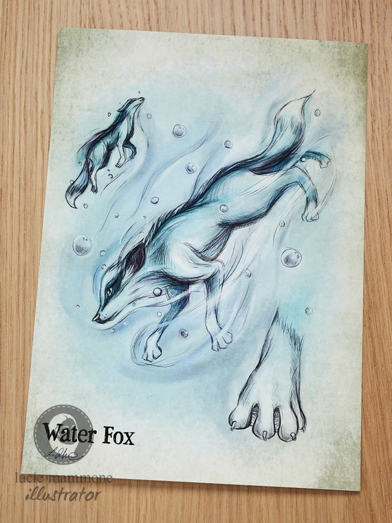 The Water Fox Giclee Art Print Wall Art | Etsy