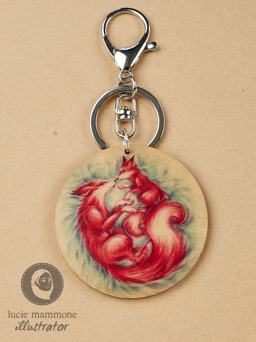 Fox and Cub Plywood Keychain/wood Keyring/fox Keychain - Etsy UK
