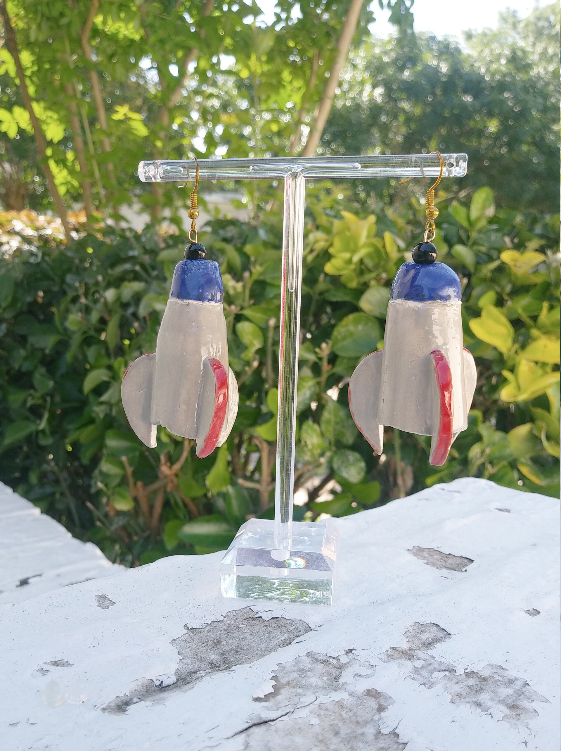 SPACECRAFT Ceramic Rocket Ship Earrings Multiple Options - Etsy