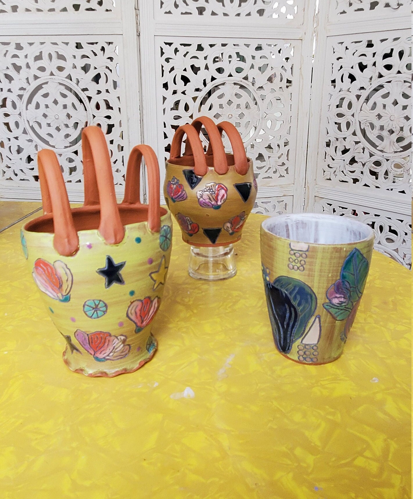 Oval Flower Brick Vase With Flowers and Stars - Etsy