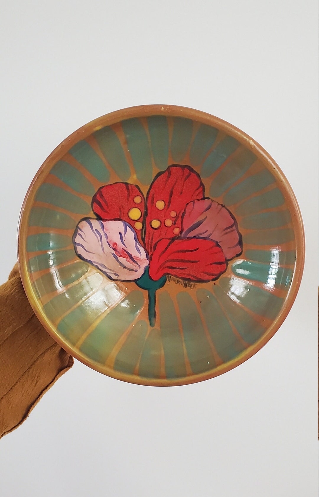 Handmade Lunch Plates + Dessert Bowls With Large Flower Motifs - Etsy