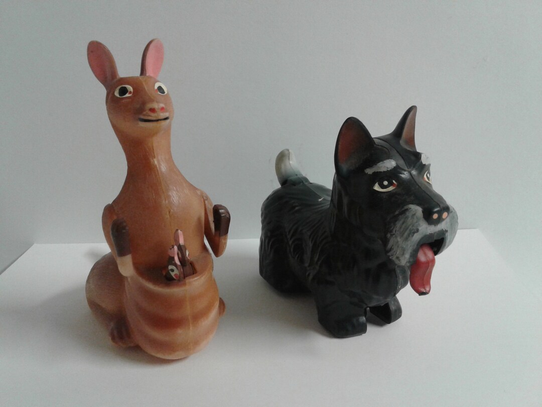 OK Toys Plastic Friction Toys Dog and Kangaroo Vintage 1960's Hong Kong ...