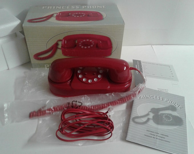 New Red 50's PRINCESS PHONE - Rotary Style Push Button Dialing ...