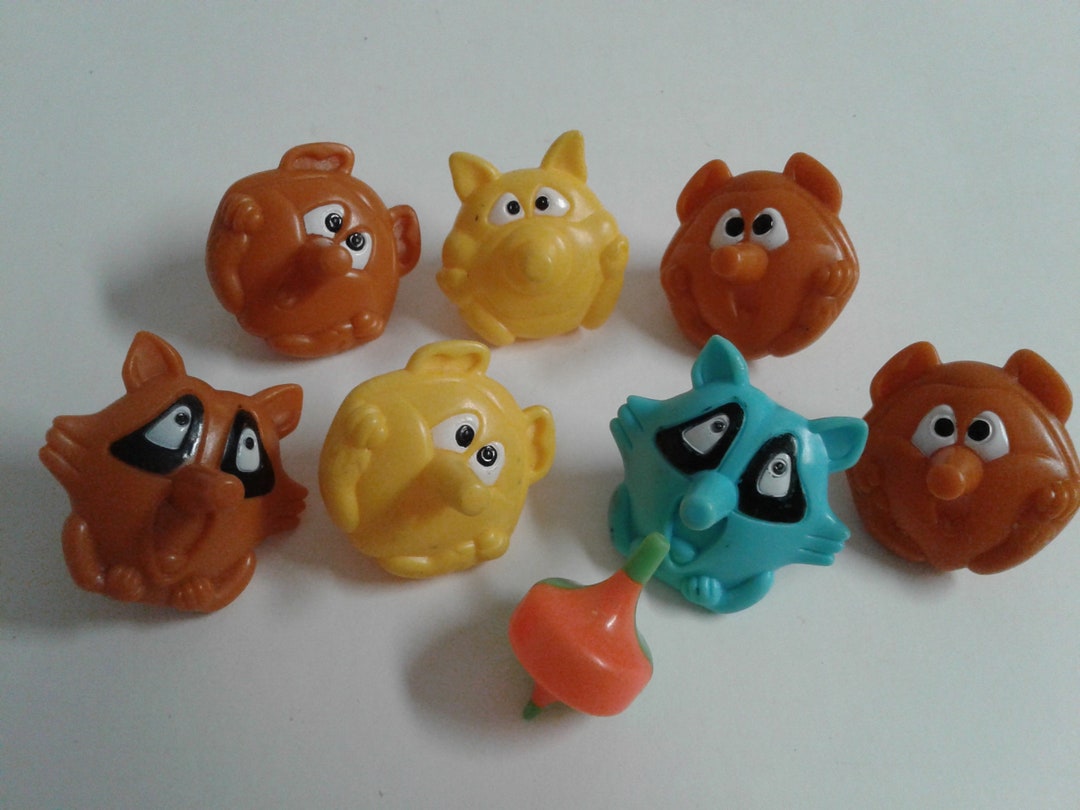 Lot of 8 Animal Face Plastic Spinning Top Toys - Etsy
