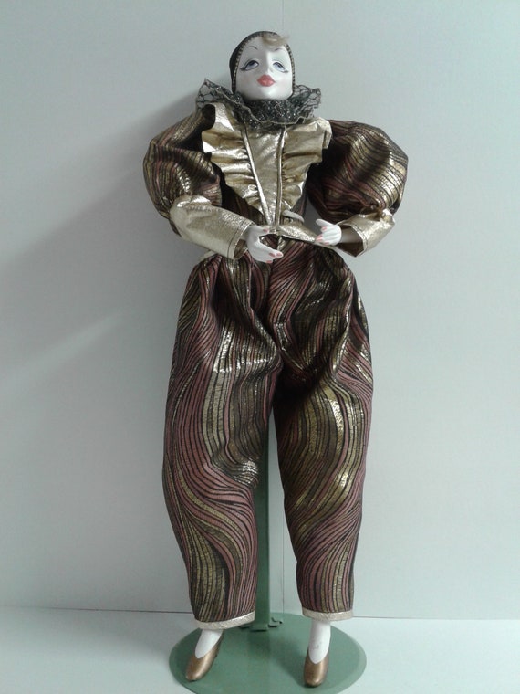Dolls HARLEQUIN Hands & Feet 23 Inch Tall PIERROT Doll With Porcelain ...