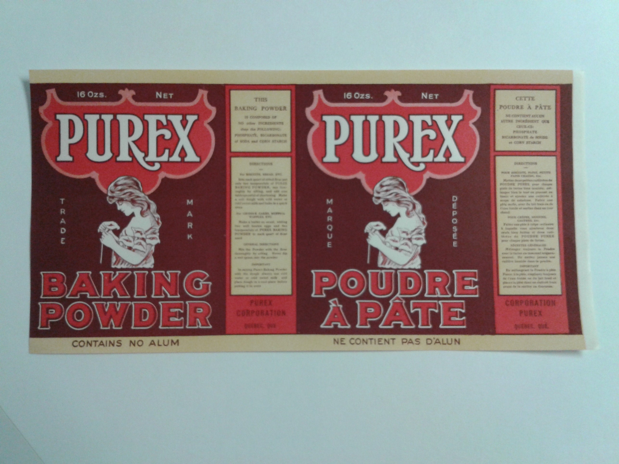 PUREX Baking Powder Can Label Vintage 60s - Etsy