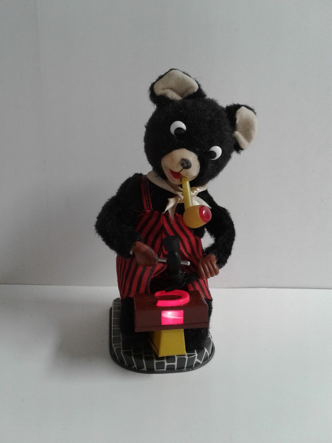 Vintage 1950s Blacksmith Smithy Bear Battery Operated Tin Litho Toy ...