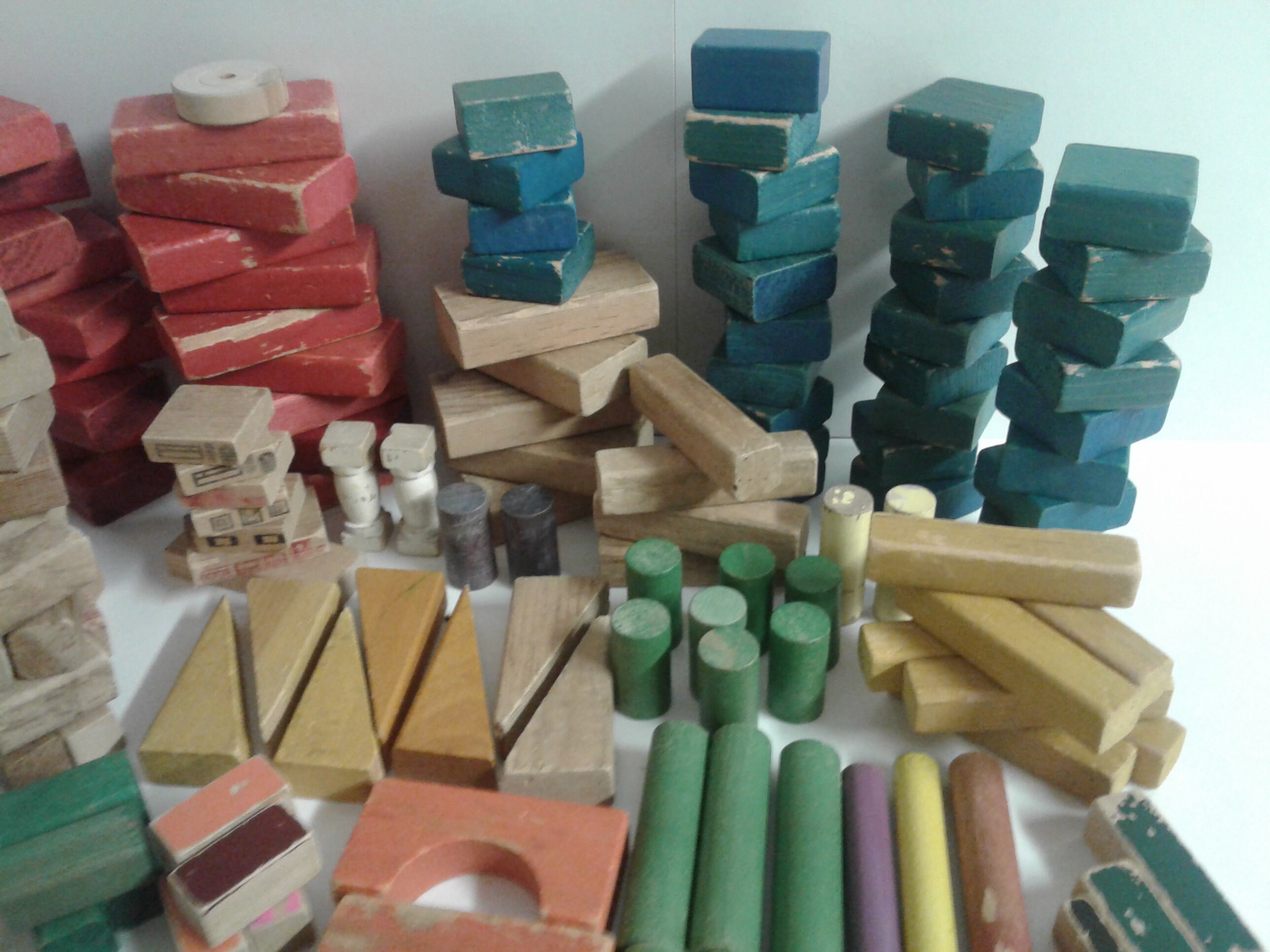 HUGE Vintage Lot Of Painted Wooden Childrens Building Blocks | Etsy