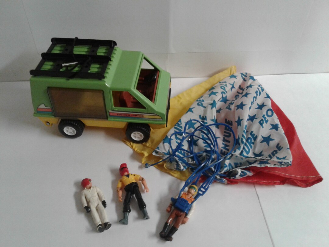 Fisher Price Adventure People Daredevil Sports Van #318 and Helicopter ...