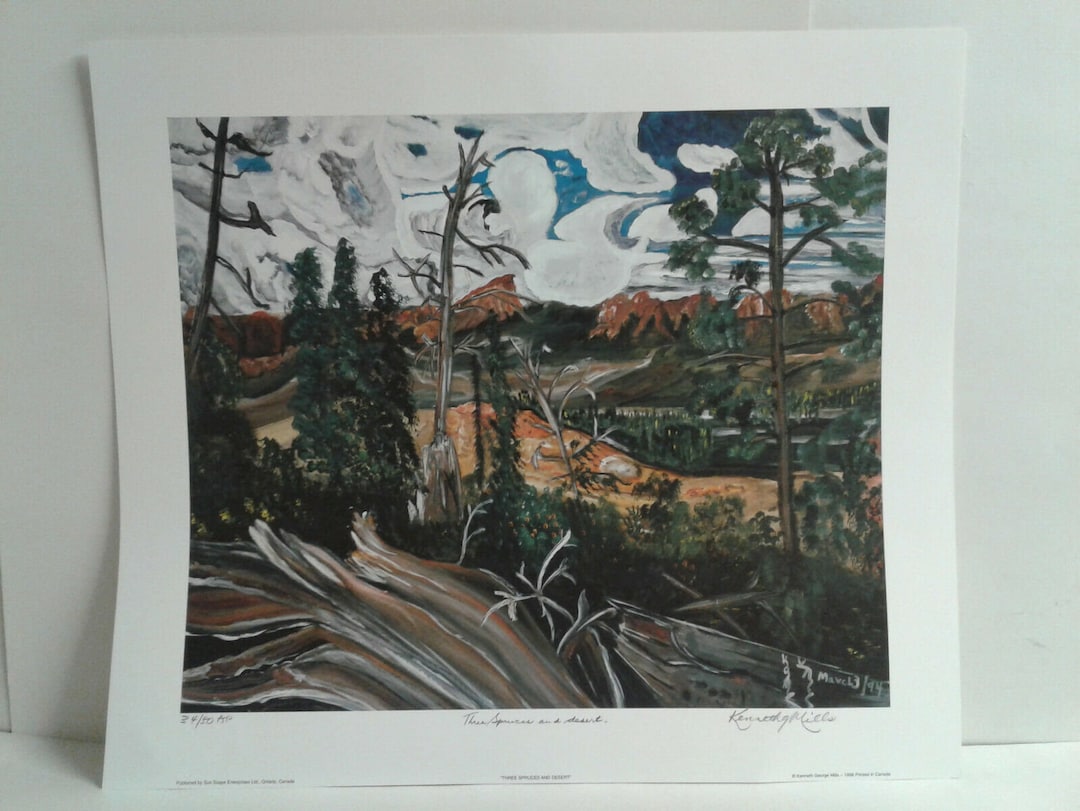 Kenneth G Mills Art Print: Three Spruces and Desert, Signed & Numbered ...