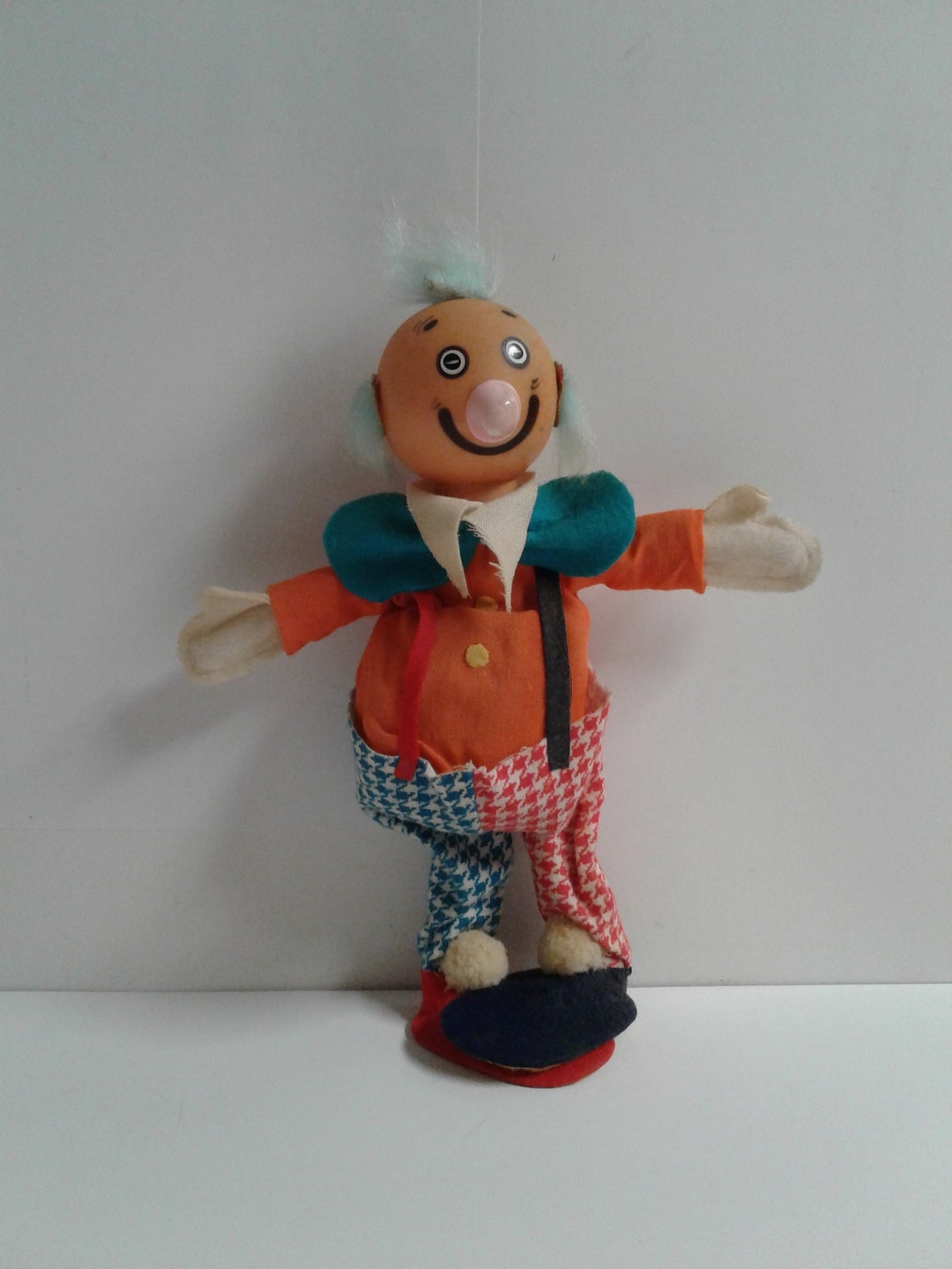 Vintage 10 Inch Clown Doll Rubber Face, Cloth and Wire Body - Etsy