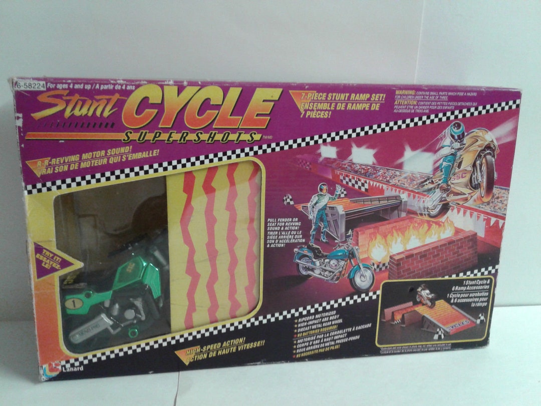 Stunt Cycle Supershots Set 1 Stunt Cycle & 6 Ramp Accessories Lanard ...