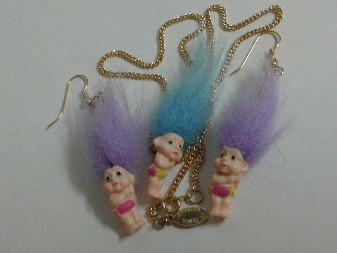 Set of Earrings and Pedant Troll Dolls Jewelry Set - Etsy