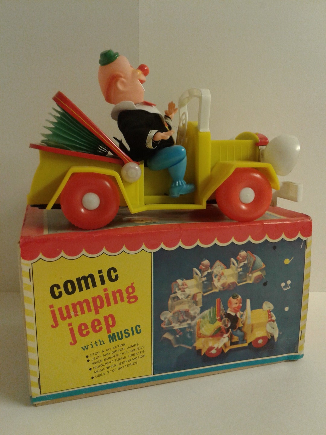 Marx Comic Jumping Jeep With Music, Batteries Operated, Vintage 1960's ...