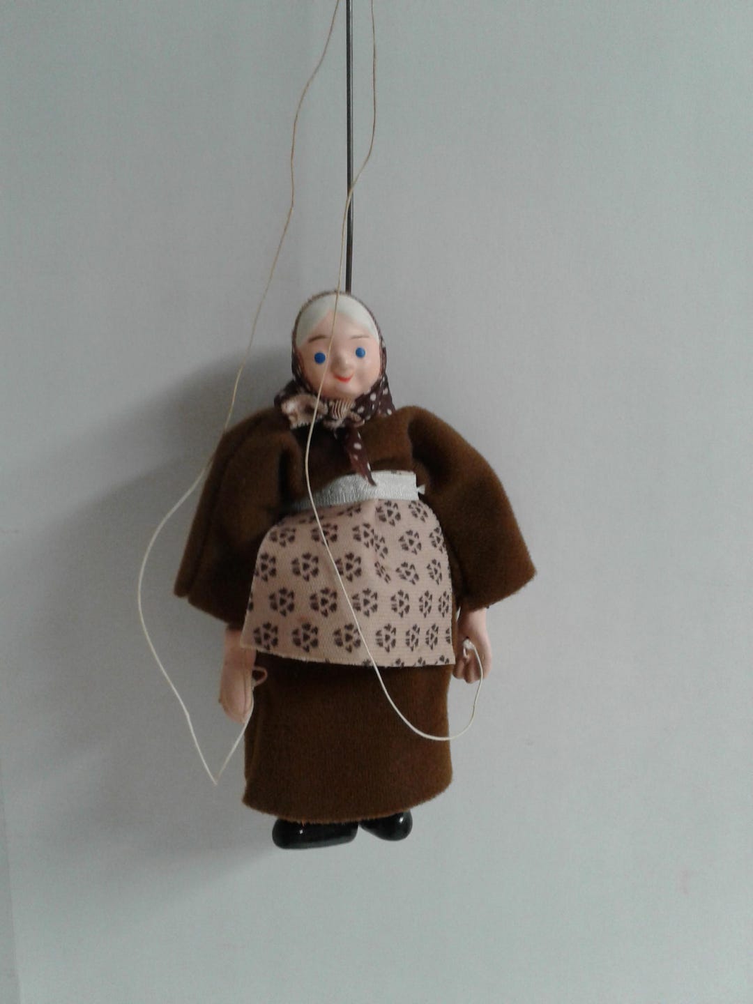 Vintage Felt Wood Wire Puppet/marionette Handcrafted 6 Inch Grandma ...