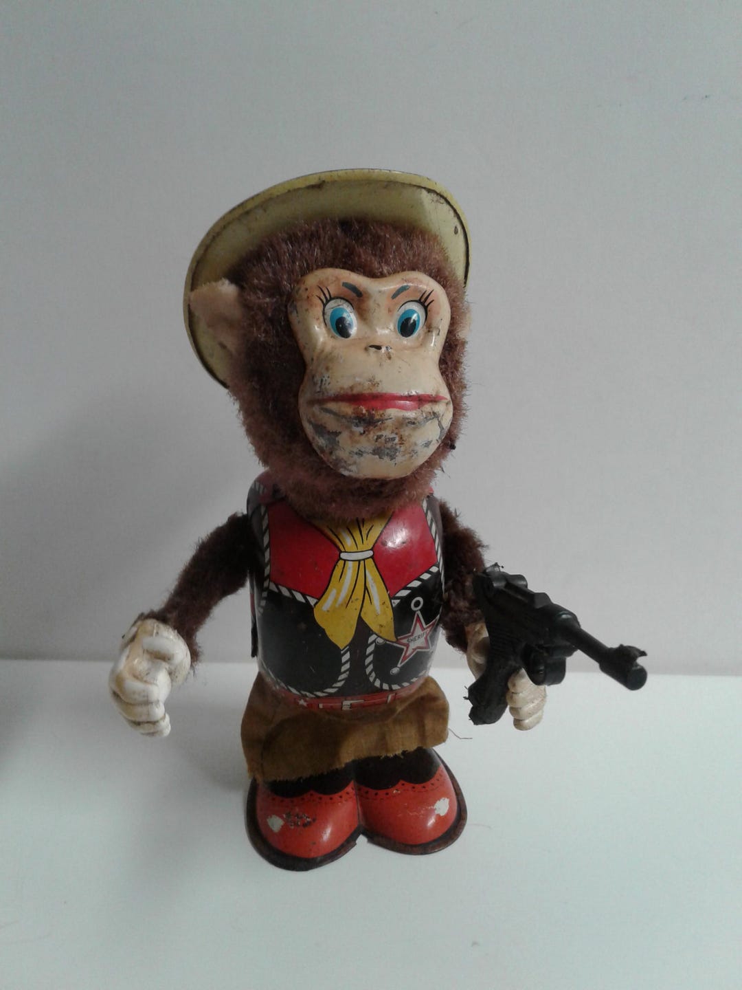 Wind up Monkey the Sheriff Tin Litho Toy Vintage 1960s Japan Works! - Etsy