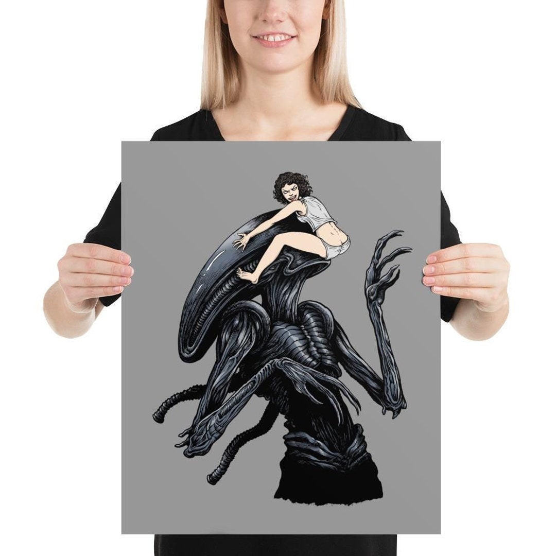 Funny Ripley Xenomorph Poster, Alien Movie Parody Wall Art, Space ...