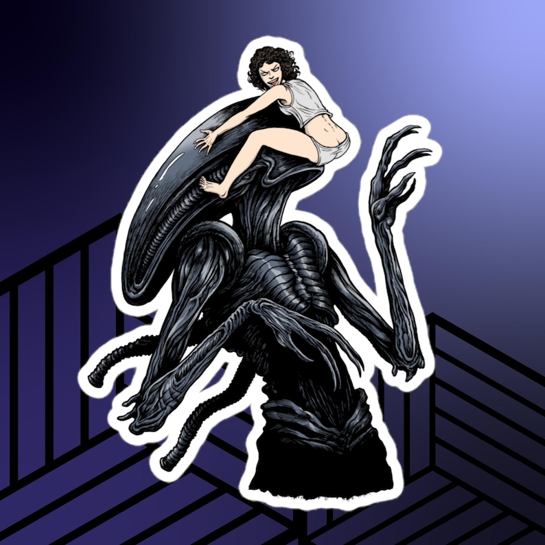 Funny Ripley Xenomorph Sticker, Alien Movie Parody, Space Hugger ...