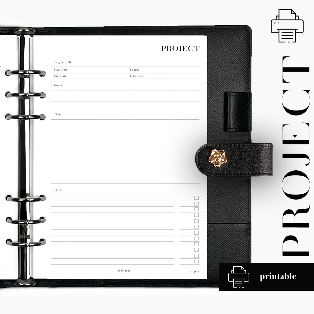 A5 Project Planner Inserts: Printable Planner Refill (digital Download ...