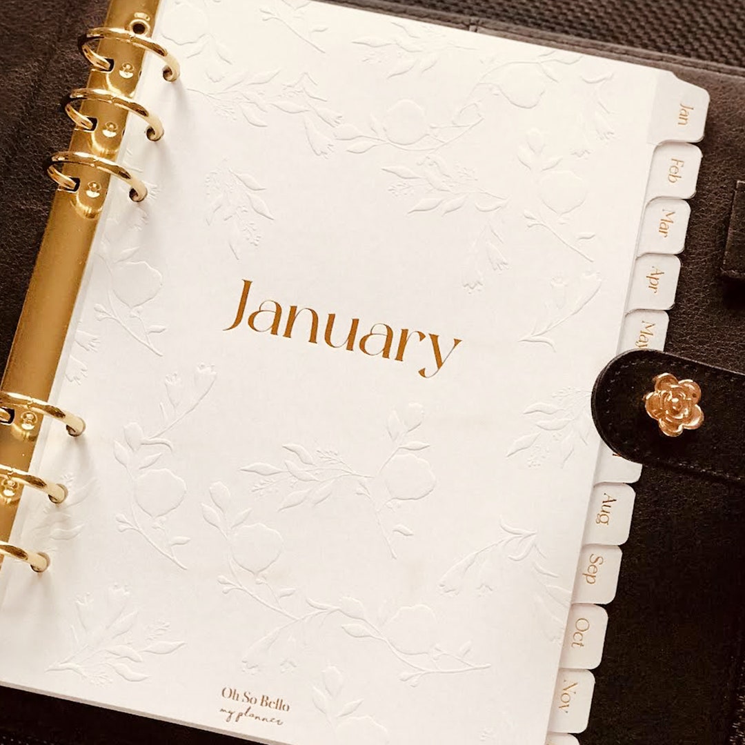 A5 Jan Dec Monthly Dividers EMBOSSED FLORAL DESIGN for Organisers ...