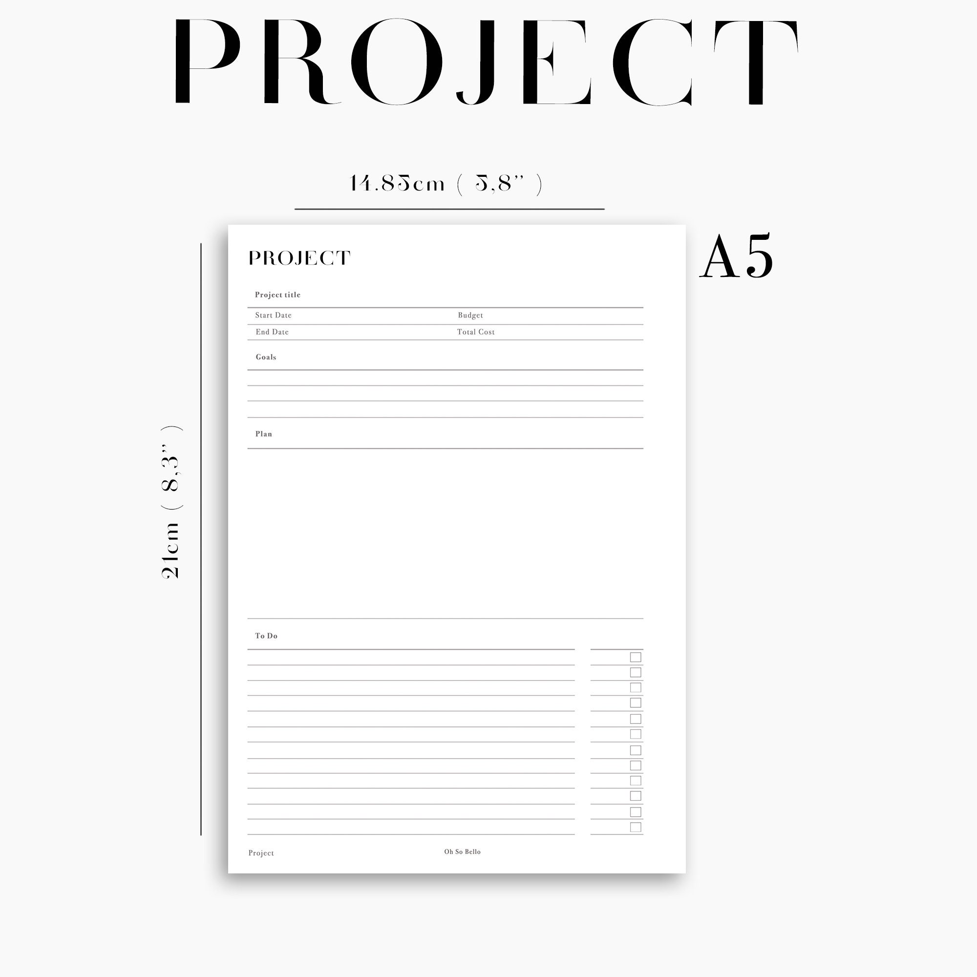 A5 Project Planner Inserts: Printable Planner Refill (digital Download ...