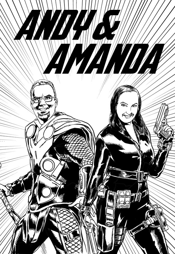 Personalised Superhero Comic Cover Portrait B&W Be Anyone | Etsy